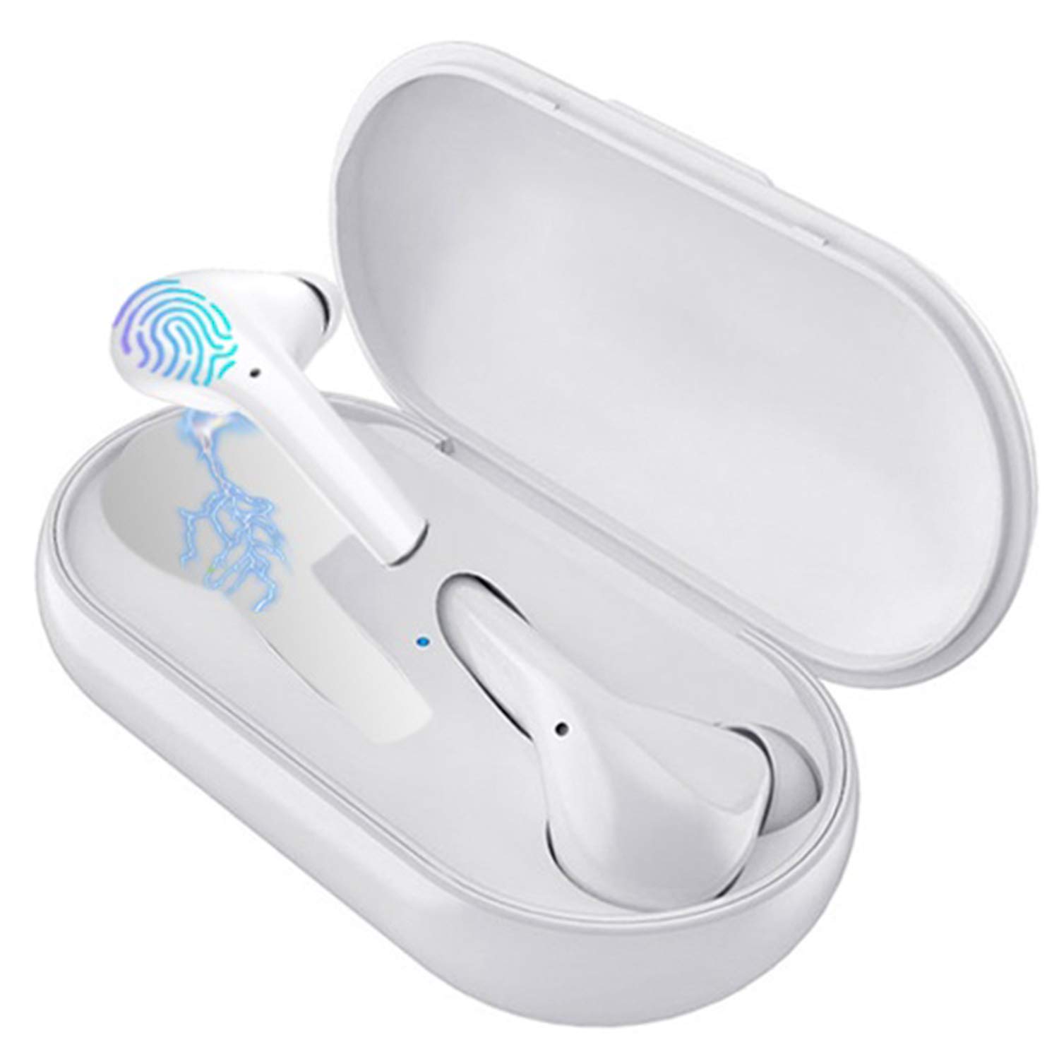 Bluetooth 5.0 Wireless Earbuds,Dualpow True Wireless Headphone HiFi Stereo Sound Mini in-Ear Headset (Touch Control, 20hrs Playtime, Auto Pairing) compatible with iphone, android, smartphones (White)