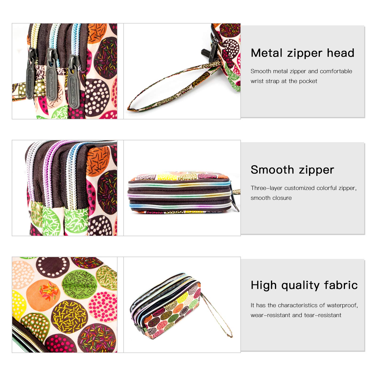 BIAOTIE Large Capacity Wristlet Wallet - Women Printed Nylon Waterproof Handbag Clutch Purse (F-16)