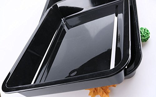 OMEM Reptile Food Bowl Large Water Dish, Wood Plate, Bowl Turtles (L=35.4 * 5.3 * 26.3, Black)