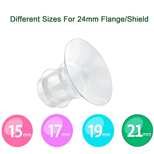 Silicone Flange Insert 15mm/17mm/19mm/21mm 4pcs Wearable Breast Pump Accessories,Compatible with S9/S10/S12/S4DW,Electric Breast Pump Parts Replace (4 Size Set)