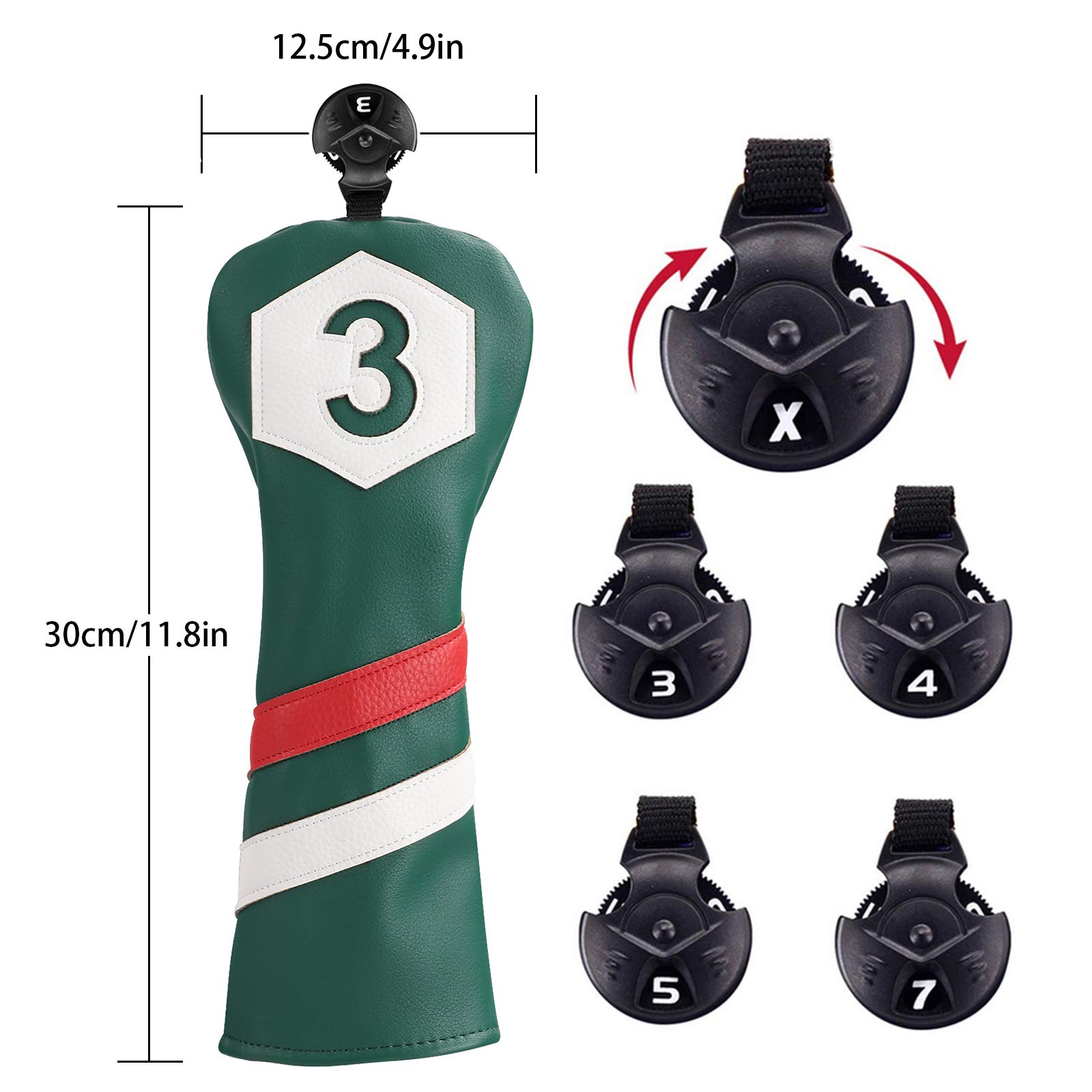 BIG TEETH Driver Fairway Hybrid Headcover Golf Wood Headcovers 460cc Driver Club Head Cover Green1,3,H