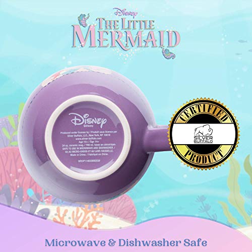 Silver Buffalo Disney Princess Little Mermaid Ariel Moonlight Ceramic Soup Mug, 24 Ounces