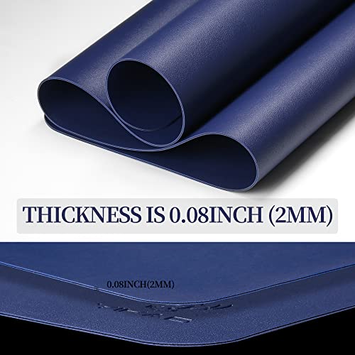 Yikda Dual-Sided Leather Mouse pad Desk mat, PU Leather Desk pad Large Mouse pad, Waterproof Desk Mat for Desktop (31"x15.7" Blue/Blue)