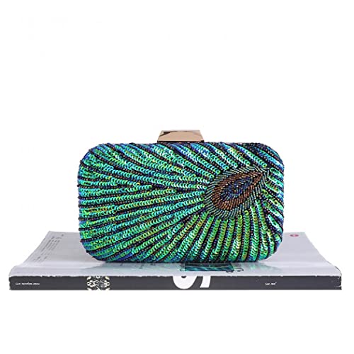 Beaded Sequin Peacock Clutch Purse Sparkly Evening Bags for Women Vintage Party Wedding Handbags