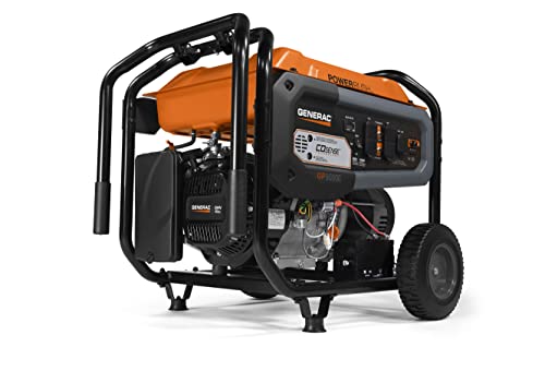 Generac GP8000E 8,000-Watt Gas-Powered Portable Generator - Electric Start, CO-Sense, CARB Compliant - Reliable Power for Emergencies & Recreation, Long Runtime, Durable Design