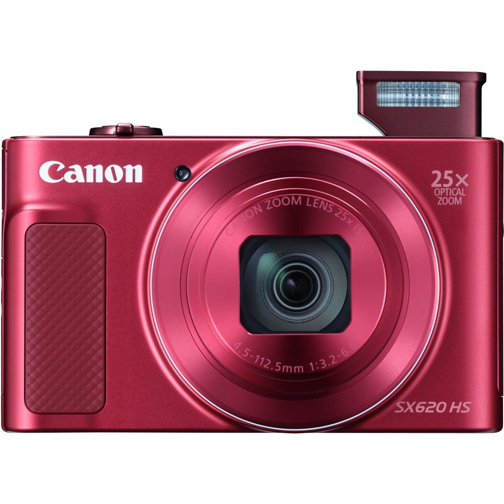 Canon PowerShot SX620 HS Digital Camera (Red) (1073C001), 64GB Memory Card, Card Reader, Deluxe Soft Bag, Flex Tripod, Hand Strap, Memory Wallet, Cleaning Kit (Renewed)