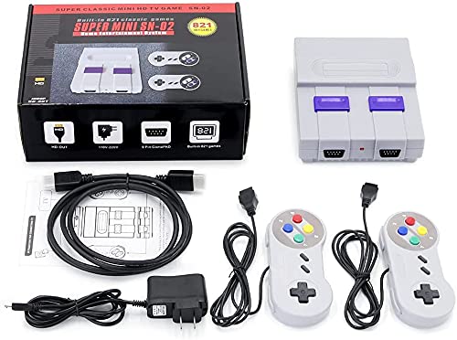 oliv Retro Game Console,Handheld Video Game Console Classic Built-in 821 Games with Controllers, Super Mini TV Classic Video Gaming Console HD Output Plug&Play Player for Kid, Adult Gift