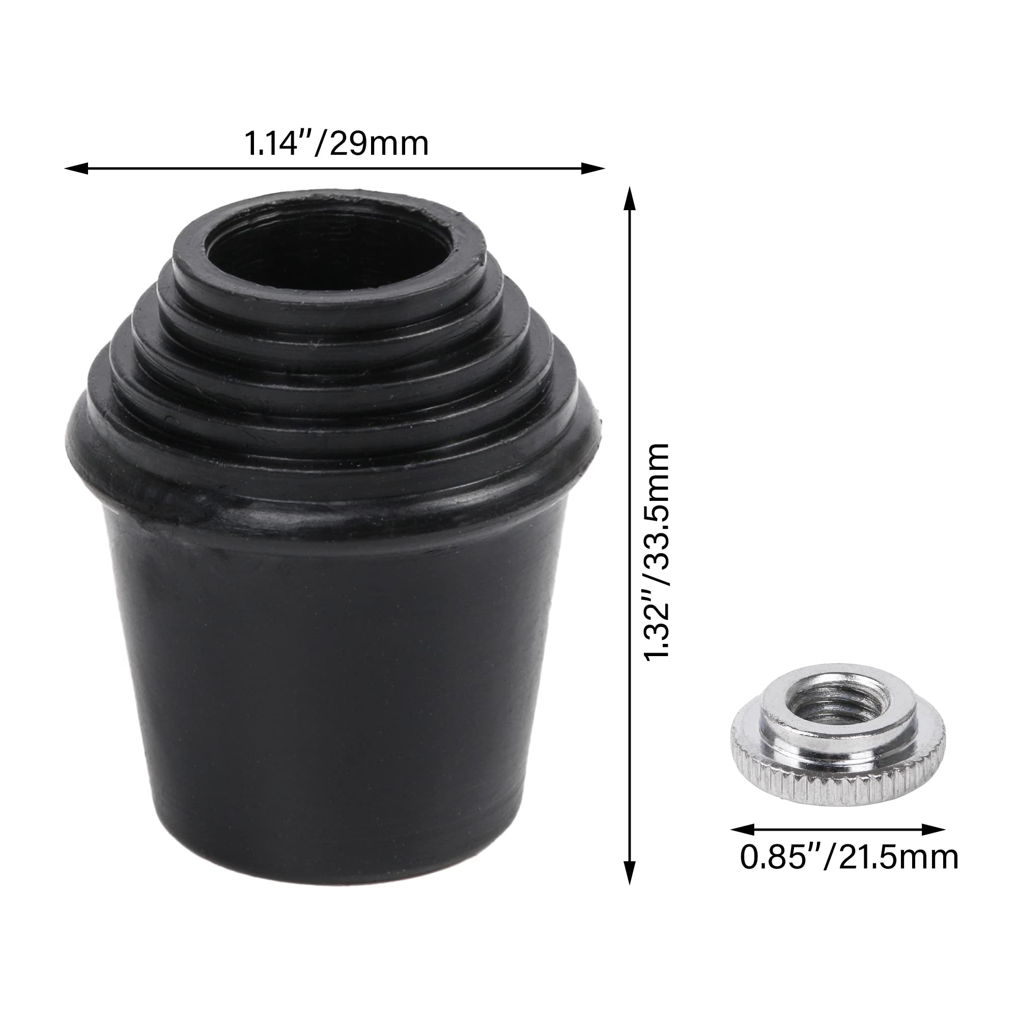 BQLZR Bass Drum Threaded Rubber Feet 1.32x1.14 Inch Black with Metal Washer Pack of 4