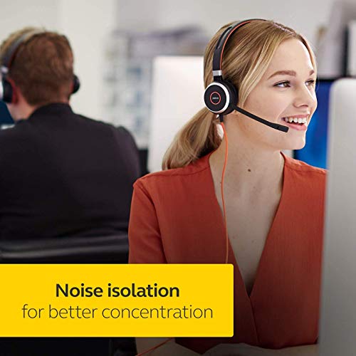 Jabra Evolve 40 Professional Wired Headset, Stereo, MS-Optimized β Telephone Headset for Greater Productivity, Superior Sound for Calls and Music, 3.5mm Jack/USB Connection, All-Day Comfort Design