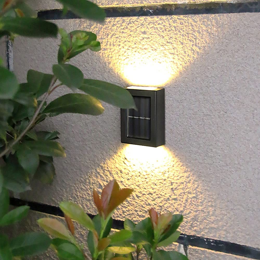 LUOFDCLDDD Spotlight,2Pcs Solar Wall Sconce Lamp up and Down Wall Lighting Garden Decoration, Solar Sensor Security Lights, Led Square Outdoor Spotlight, Exterior Wall Lamps for Garden Patio Yard/RGB