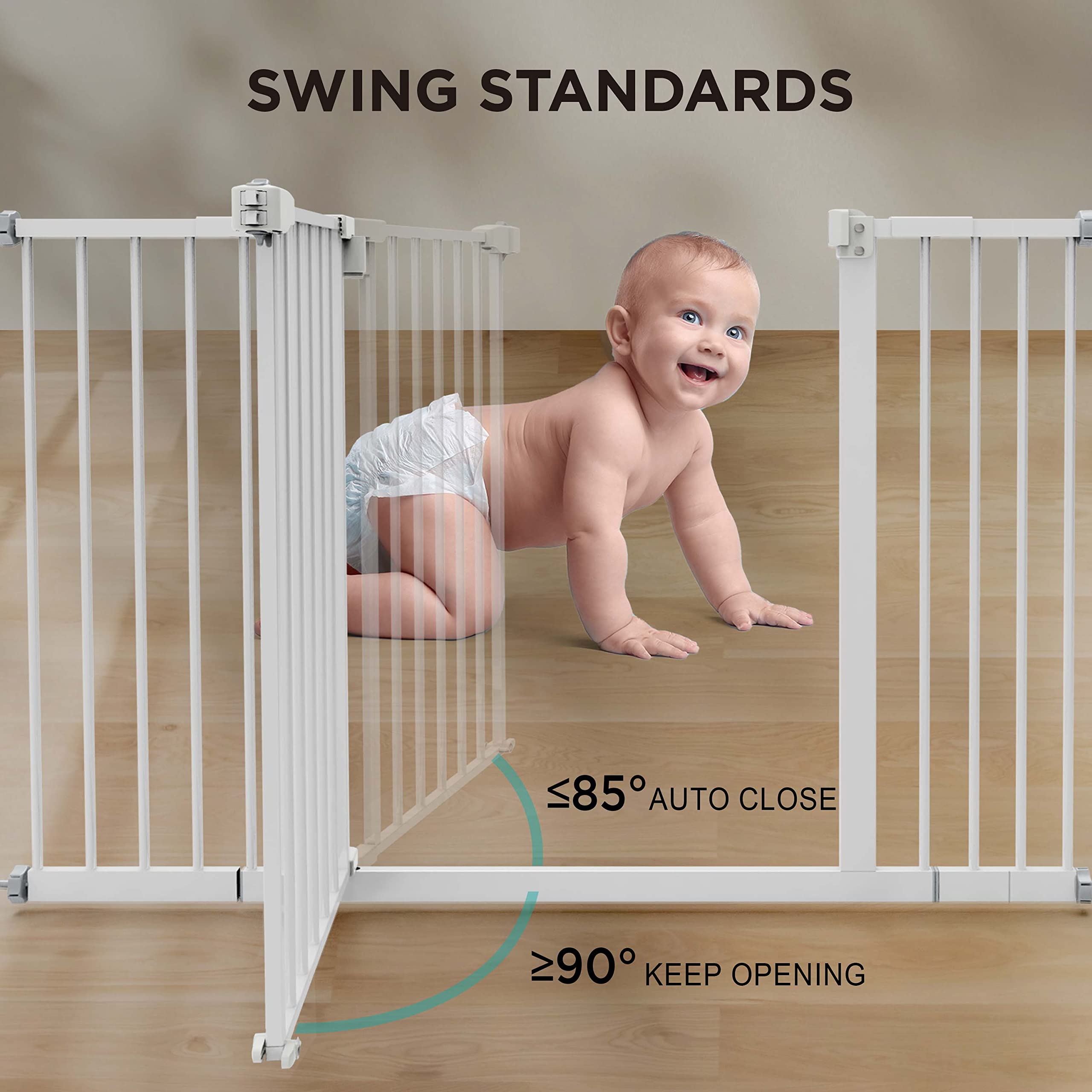 Ciays 29.5" to 57.1", 30-in Height Dog Gate Extra Wide Puppy Gate for Doorways Gate, Bonus Kits, White