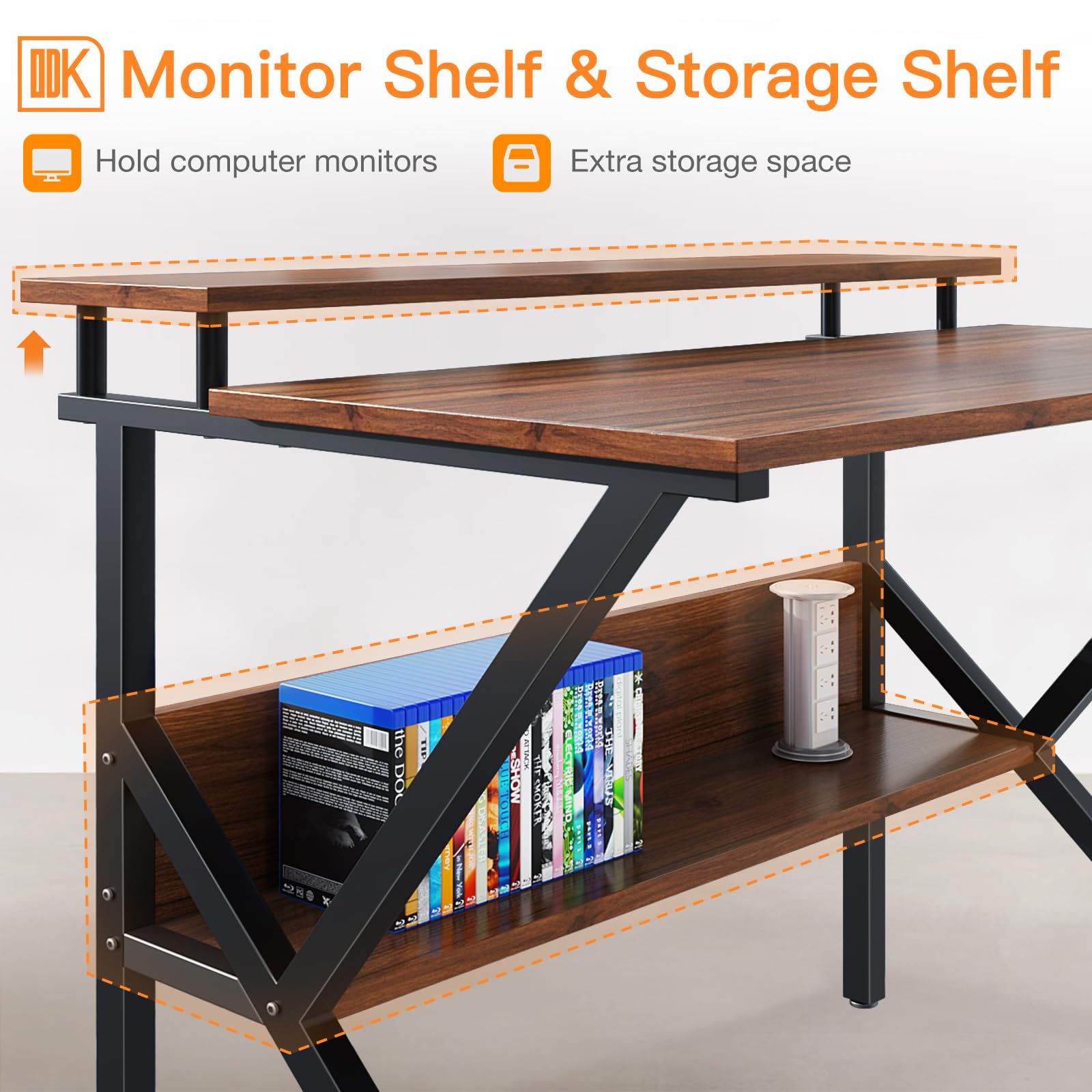 ODK Small Desk, 27.5 Inch Small Computer Desk for Small Spaces, Compact Desk with Storage, Tiny Desk Study Desk with Monitor Stand for Home Office, Espresso