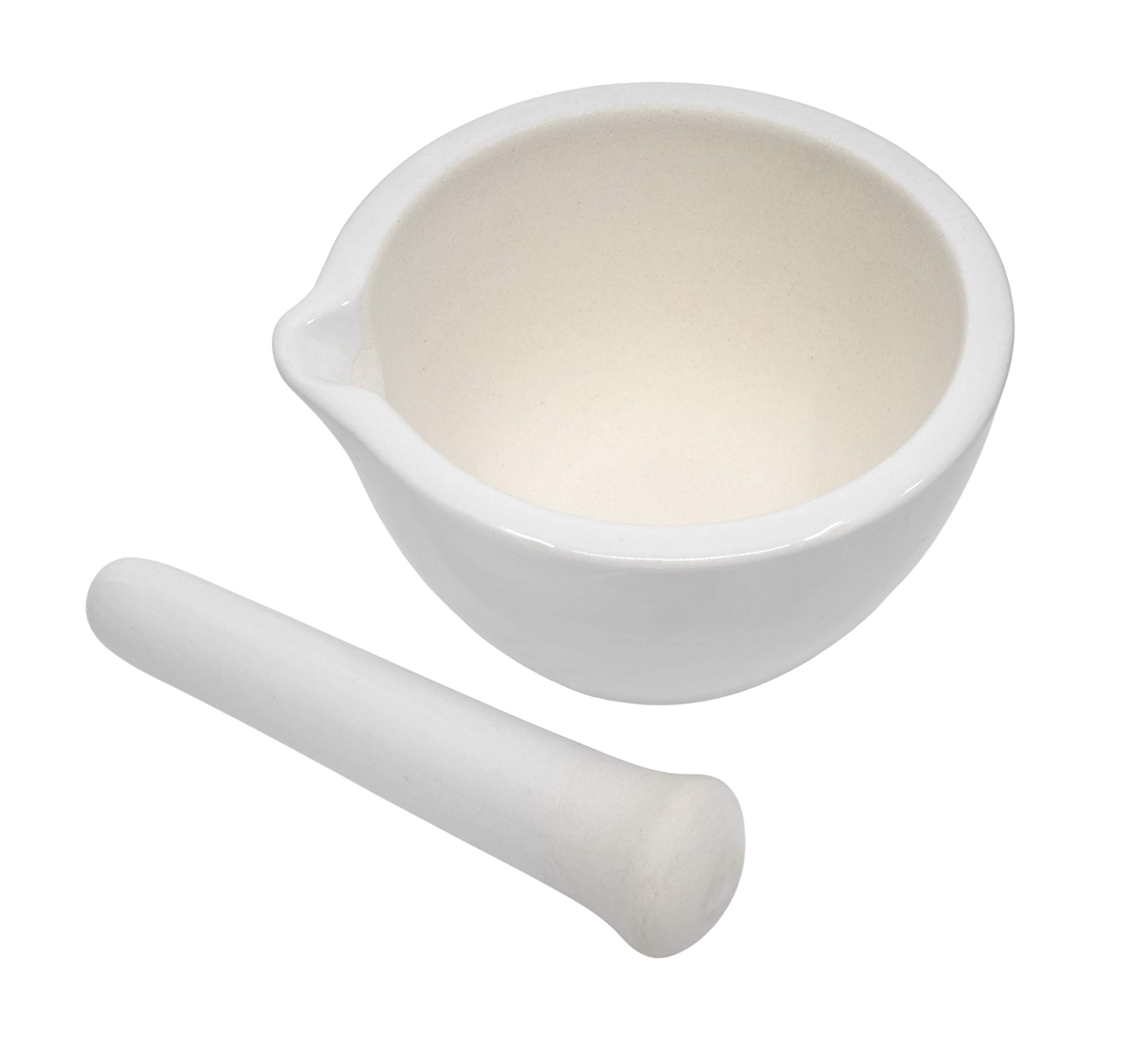 EISCO Porcelain Mortar & Pestle Set, 30oz (900ml) - Unglazed Grinding Surface - Excellent for Kitchen or Laboratory - Grinds Powdered Chemicals, Herbs & Spices - Pill Crusher - White