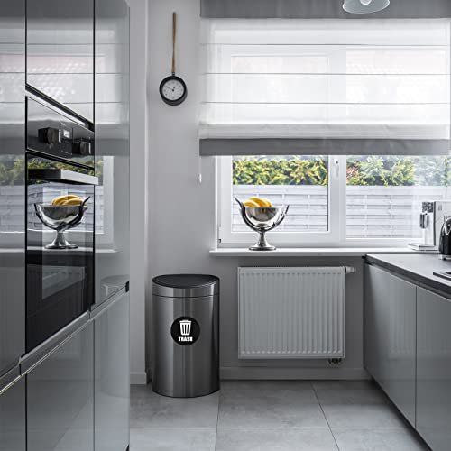 Grevosea 6 Pieces Recycle and Trash Logo Stickers, Recycle Sticker for Trash Can Organize Trash Waterproof Garbage Sorting Stickers for Indoor & Outdoor Home Kitchen Office Greeen & Black 5 Inches