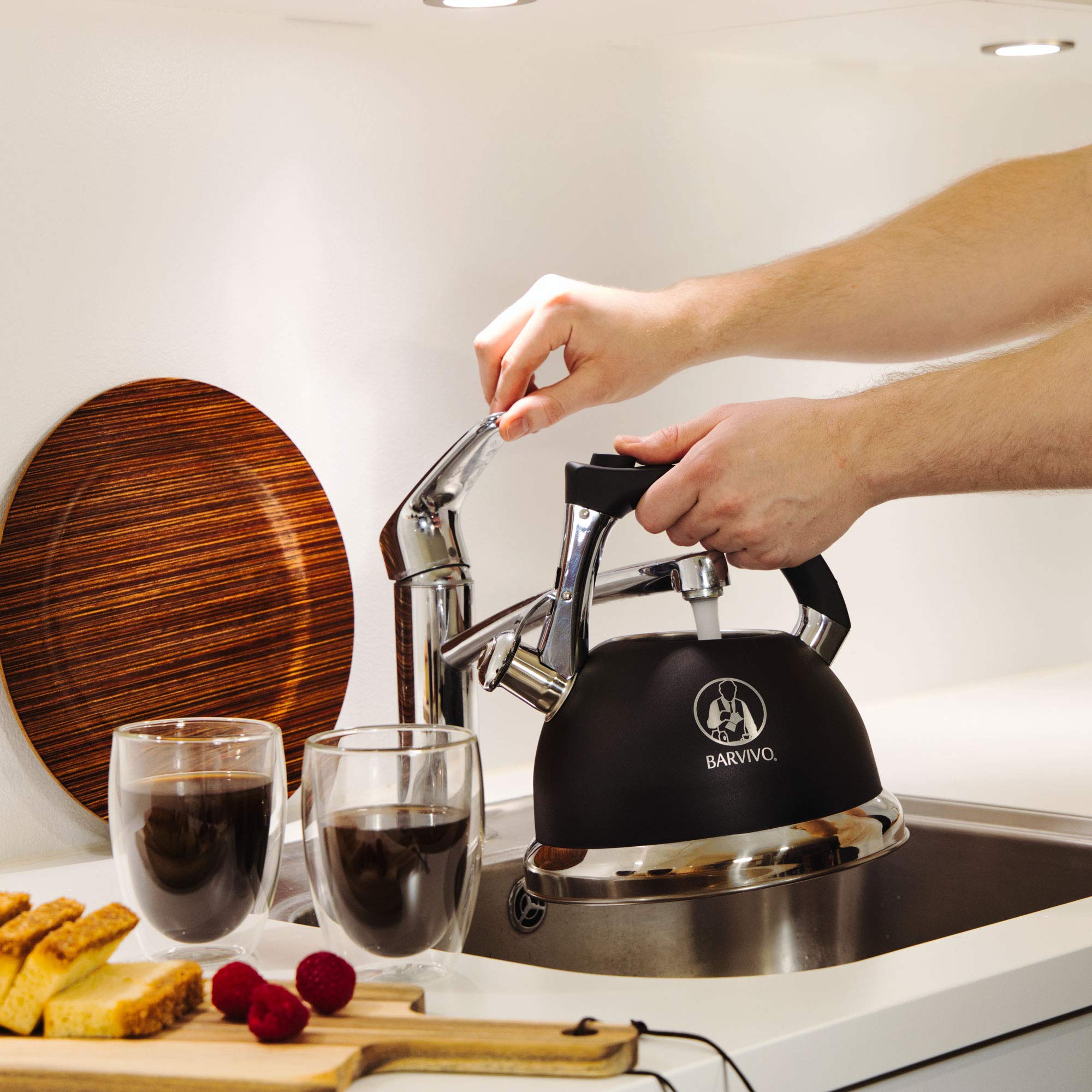 BARVIVO Whistling Tea Kettle - 3 Quart Large Size - Perfect Tea Pots for Stove Top for Preparing Hot Water for Coffee or Tea - Stainless Steel Tea Kettle Water Boiler Suitable for All Stovetops