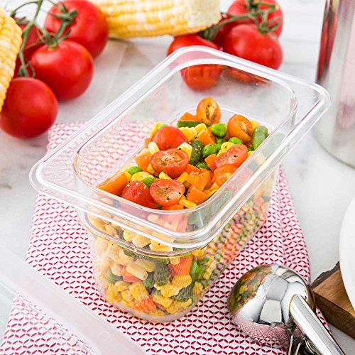 Met Lux 4 Inch Deep Food Pans, 1 1/9 Size Commercial Food Storage Container - Freezer-Safe, Break-Resistant, Clear Plastic Cold Pans, Dishwasher-Safe, For Kitchens, Restaurants, Or Cafeterias