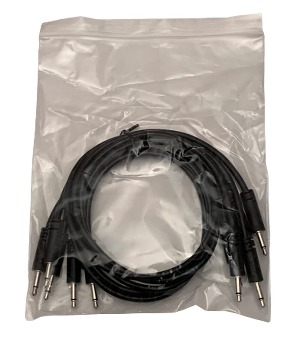 Luigis Modular Supply Spaghetti Eurorack Patch Cables - Package of 5 Black Cables, 18 (45 cm)