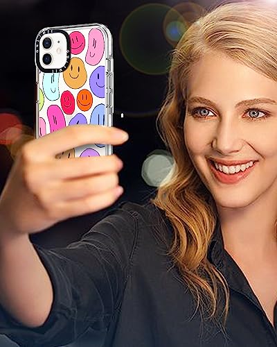 GULTMEE for iPhone 12 case & iPhone 12 Pro Case 6.1inch with 1 Screen Protector,Cute Rainbow Face Print Slim Design with Shockproof PC Bumper Protective Cover Clear Case for Women Girls Man