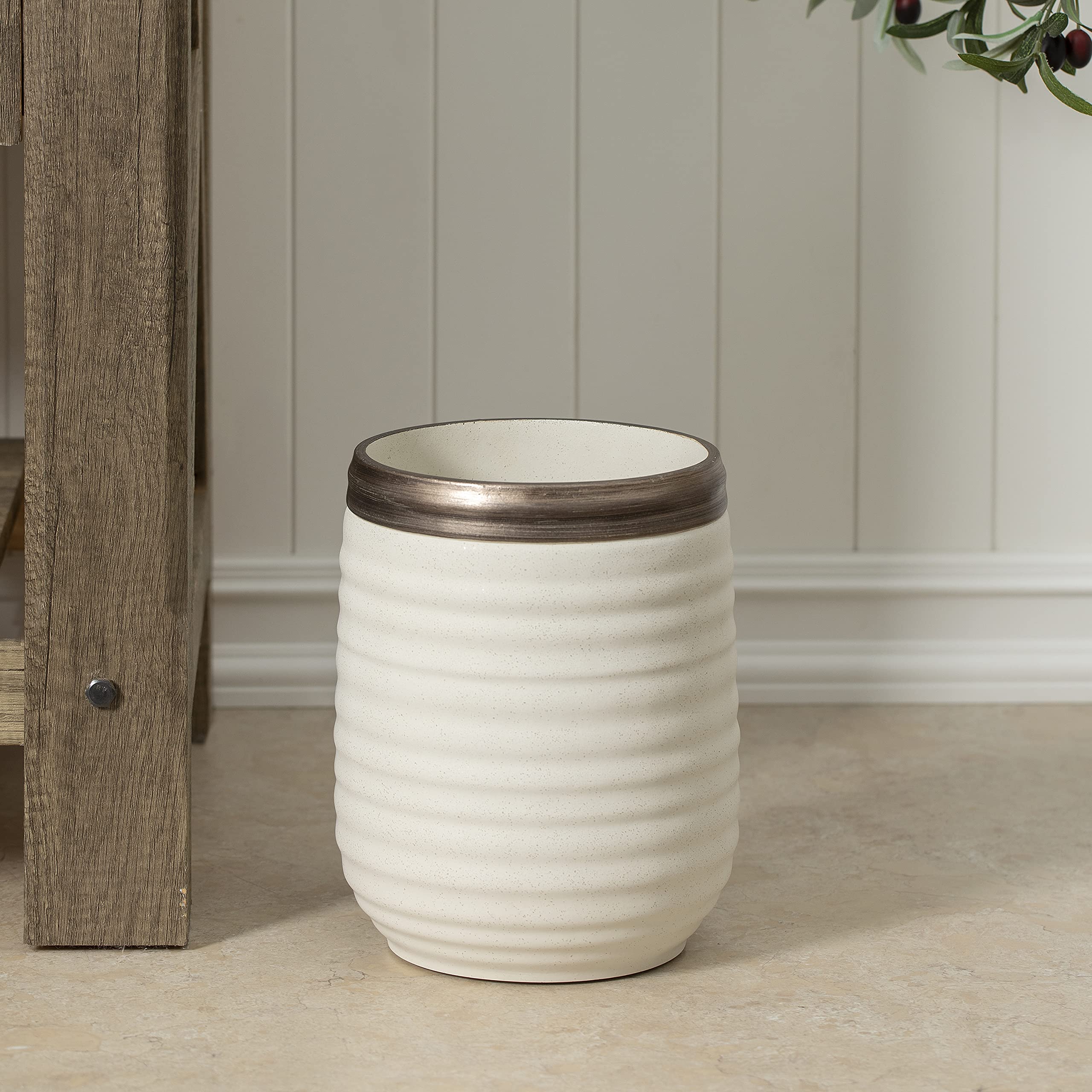 QL DESIGN Modern Style Hight Quality Polyresin Wastebasket, Garbage Receptacle Bin for Bathrooms, Powder Rooms, Kitchens, Home Offices