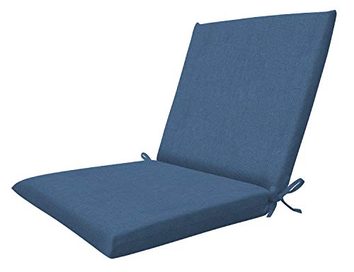 Honeycomb Indoor/Outdoor Textured Solid Pacific Blue Midback Dining Chair Cushion: Recycled Fiberfill, Weather Resistant, Reversible, Comfortable and Stylish Patio Cushion: 19" W x 37" L x 2.5â T