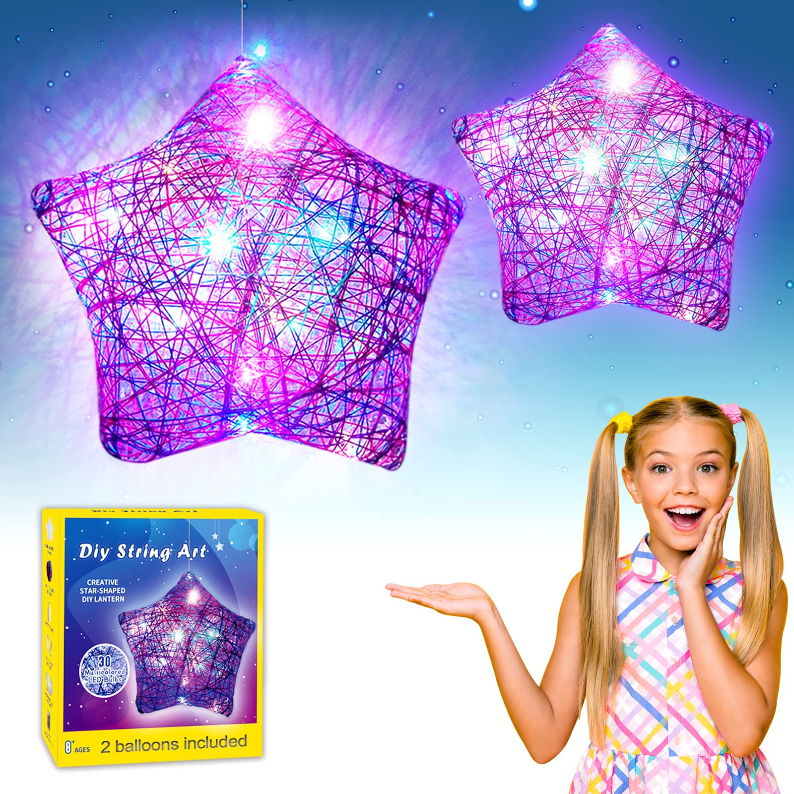 luvinkiddoll 3D String Art Crafts for Kids DIY LED Star Lantern Arts and Crafts for Kids Ages 8-12 Gifts for Girls and Boys 8, 9, 10, 11, 12 Year Old