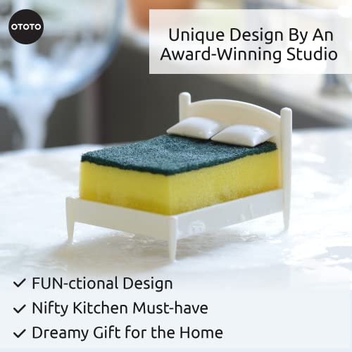 OTOTO Clean Dreams Kitchen Sponge Holder - Plastic Dish Sponge Holder for Kitchen Sink, Fits Any Standard Size Scrubby - Kitchen Sink Organizer, Decor, and Unique Gift Idea - Sponge Included