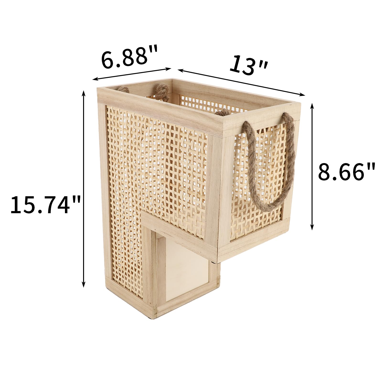 SHCMSADO Wood Stair Basket with Handles,Wicker Step Storage Basket -Natural