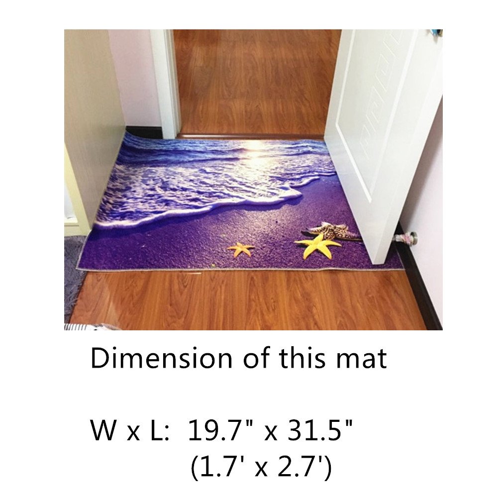 ZaH Thin Area Rug Non-Slip Doormat Carpet Printing Rug for Living Room, Bedroom, Kitchen, Bathroom (2x3 - 19.7"x31.5", Beach)
