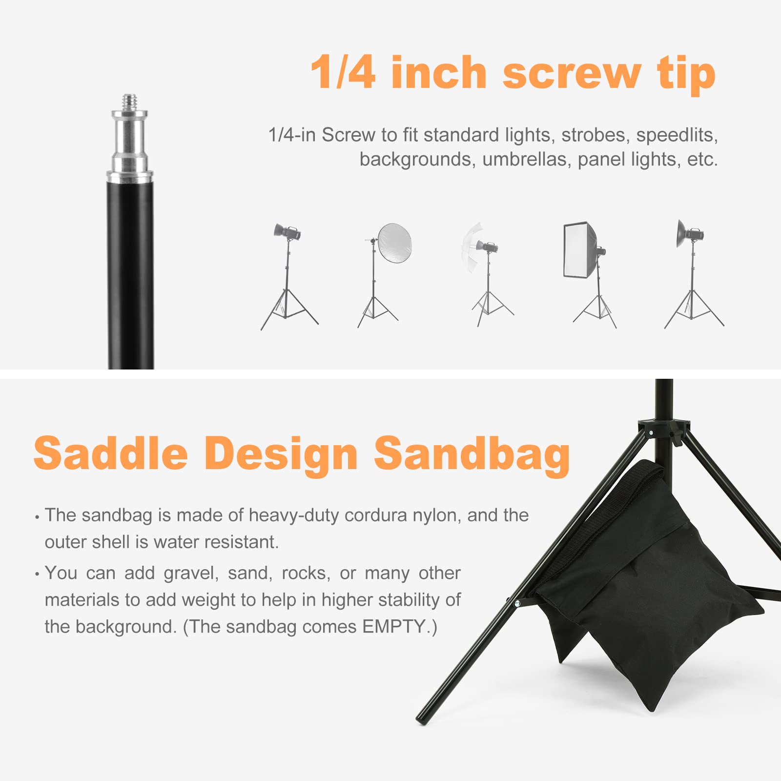 Background Support Stand, Maxztill 8.5 x 10 ft Adjustable Background Stand Backdrop Support System Kit with Carry Bag, Sandbag for Photo Video Studio