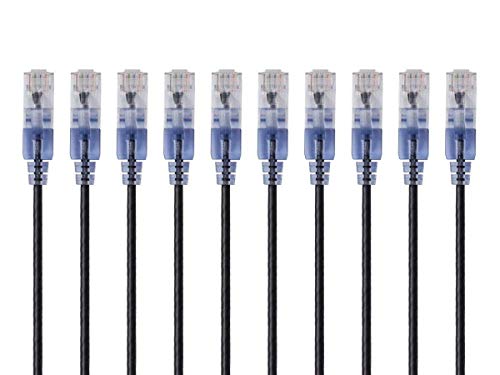 Monoprice Cat6A Ethernet Patch Cable - 7 Feet - Blue | Network Internet Cord - RJ45, 550Mhz, UTP, Pure Bare Copper Wire, 10G, 30AWG, 10-Pack - SlimRun Series