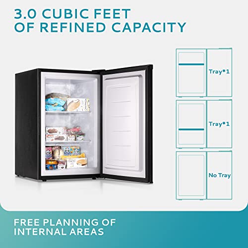Euhomy Upright freezer, 3.0 Cubic Feet, Single Door Compact Mini Freezer with Reversible Door, Small freezer & RCA RFR321-B-Black-COM RFR321 Single Mini Refrigerator-Freezer Compartment-Adjustable
