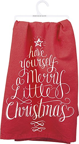 Primitives by Kathy Chalk Art Kitchen Towel, 28" Square, Merry Little
