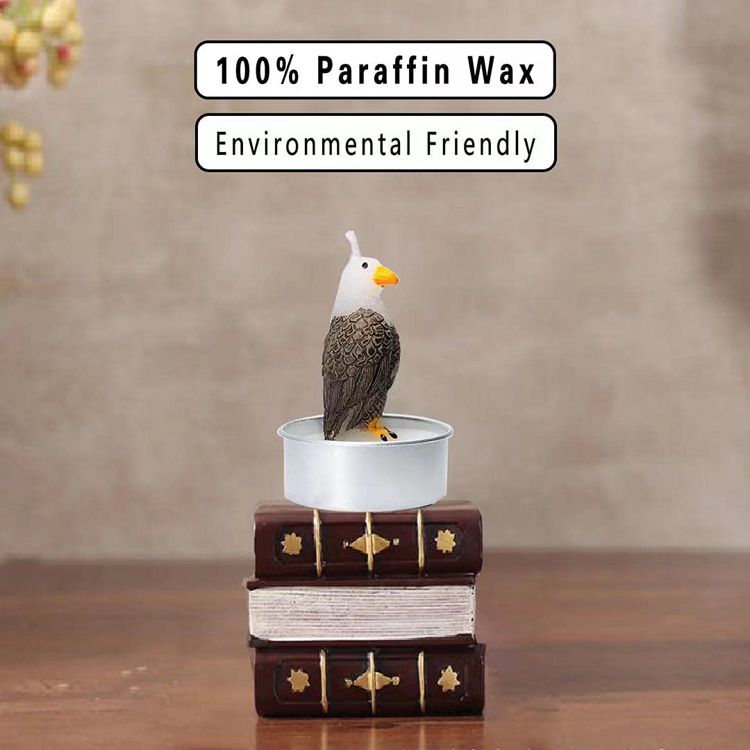 Eagle Tealight Candles, America Eagle Tea Light Candle for Birthday Gifts, Stands for Free, Powerful and Courageous, Ideal for Home Decor, Party,Brithday Gift, Cake Decoration, Wedding, 6 Pieces