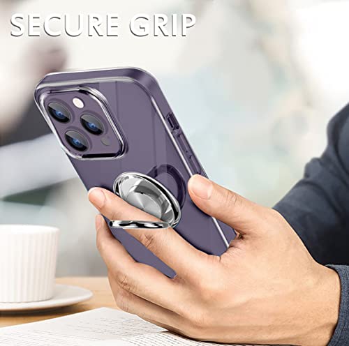 Guuboly Crystal Clear iPhone 14 Pro Max Case - 6.7" Ring Holder Kickstand, Slim, Shock Absorption Bumper