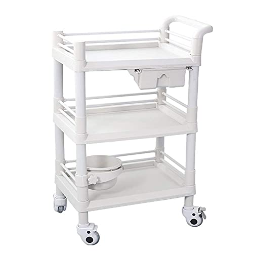 for Storage Organizer,Shelving Unit on Wheels,Hospital Equipment Trolley with Drawer/White/54 * 37 * 98Cm, PIBM, White, 76 * 53 * 98Cm