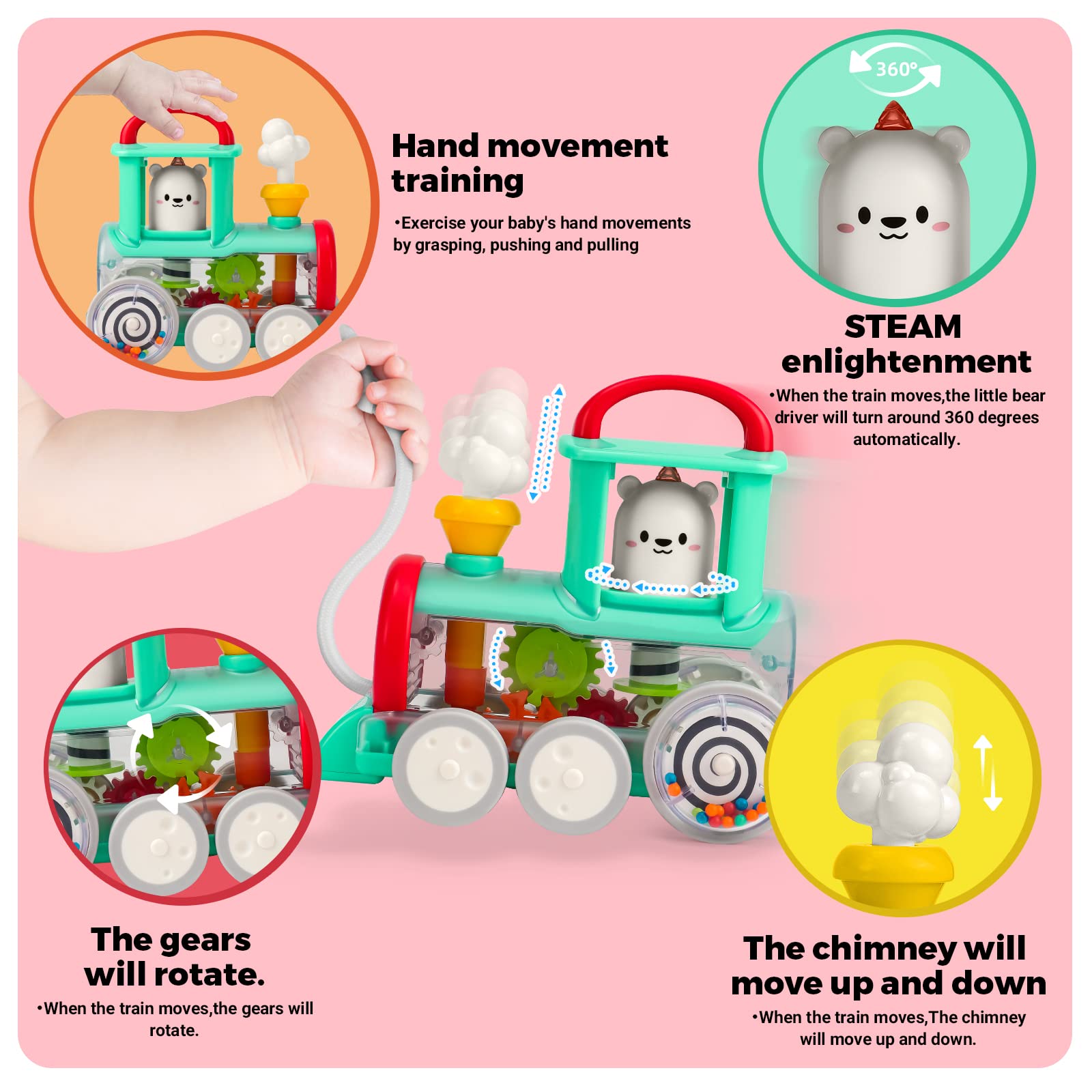 nicknack Baby Pull Toy 6 to 12 Months Toddler Pull Along Toy Train for Boys Birthday Gift Toys