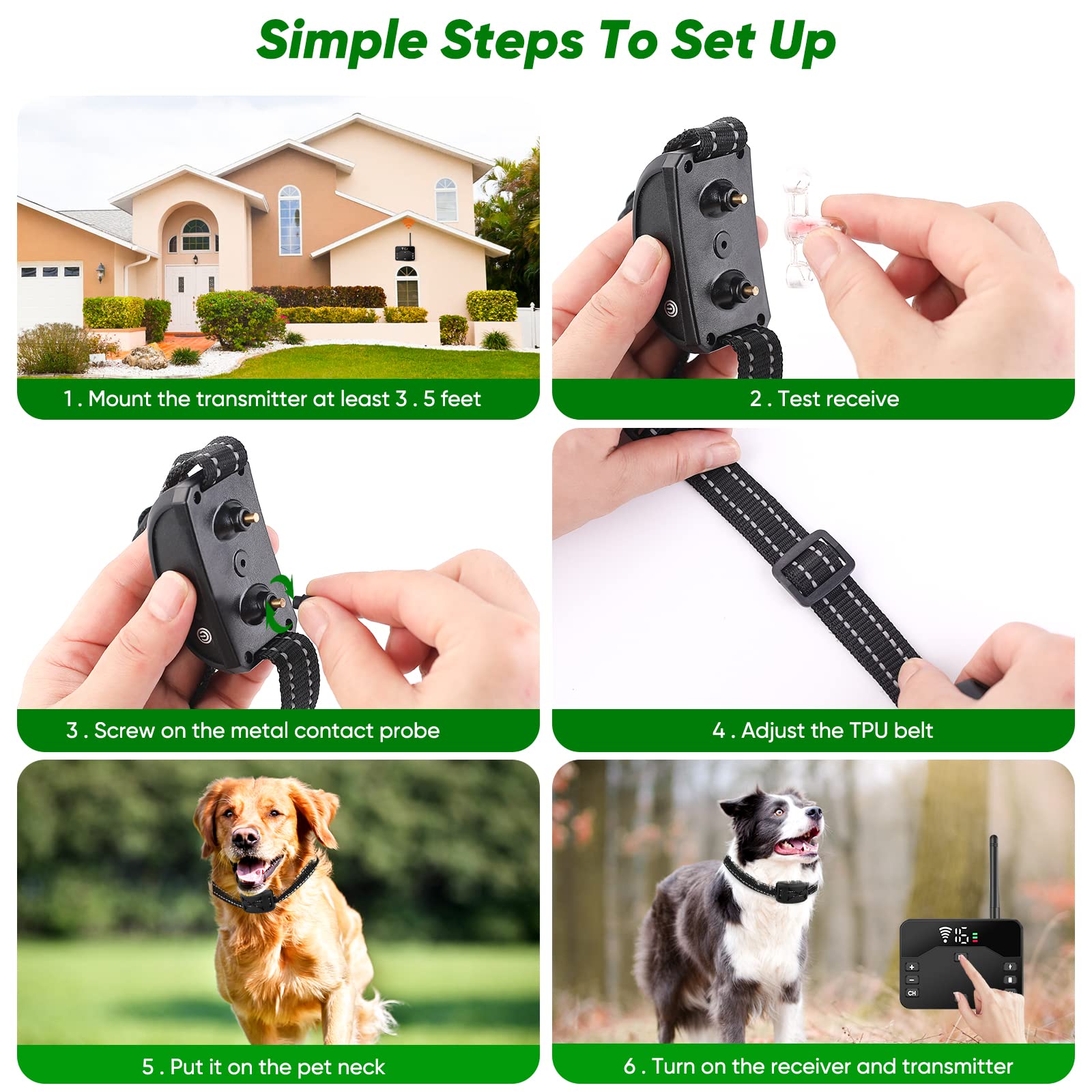 BHCEY Wireless Dog Fence,2023 Electric Fence & Remote Training,Rechargeable Battery,Wireless Dog Training Collar for Large,Medium Sizes Dogs