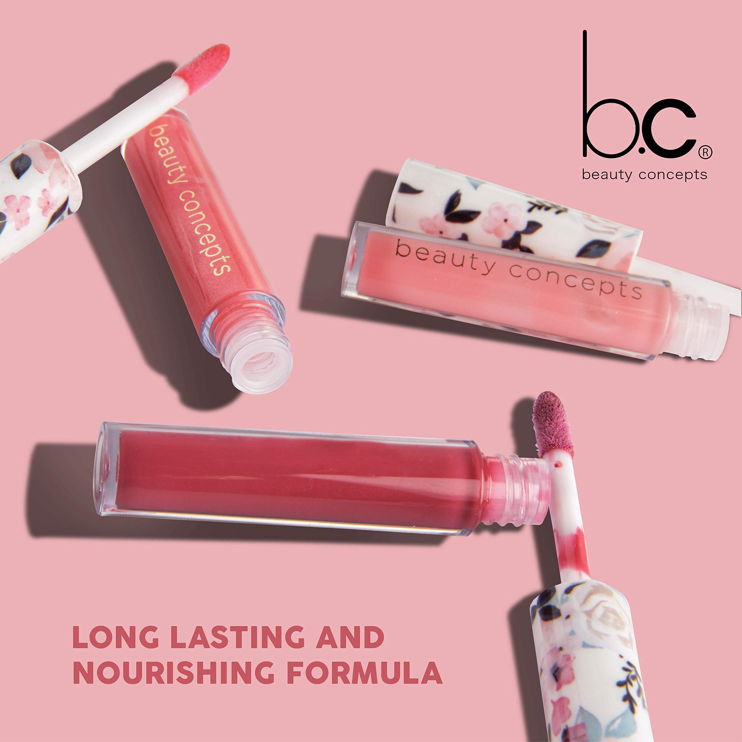 Beauty Concepts Lip Gloss Collection – Shimmering, Glossy Lip Makeup Set for a Radiant Finish, Pink and Red Collection