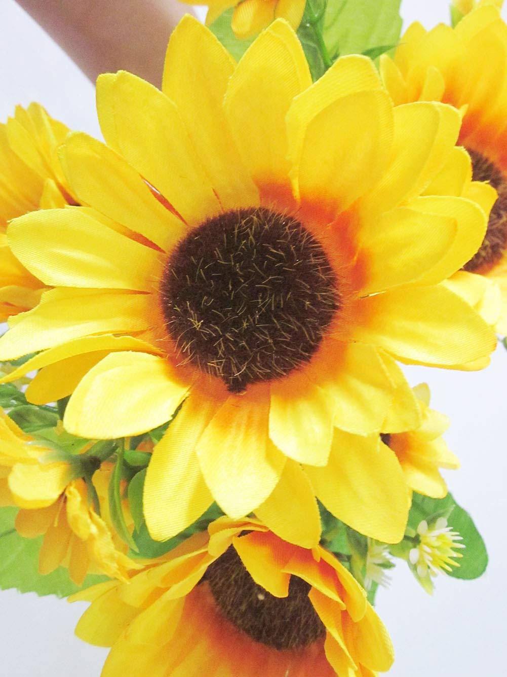 Artfen Artificial Sunflower Bouquet 5 Bunch Artificial Silk Flower Plant Home Hotel Office Wedding Party Garden Craft Art Decor 13 inch High