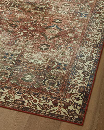 Loloi Magnolia Home by Joanna Gaines Banks Collection BAN-04 Brick/Ivory 8'-6" x 11'-6", .13" Pile Height, Machine Washable, Area Rug