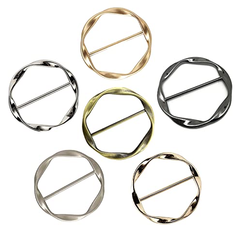 DHATMYC 6 PCS Scarf Ring Clips Waist Buckle Clip T-Shirt Tie Pin Clip for Women Fashion Metal Circle Buckle for Clothes Hat Belt Decor