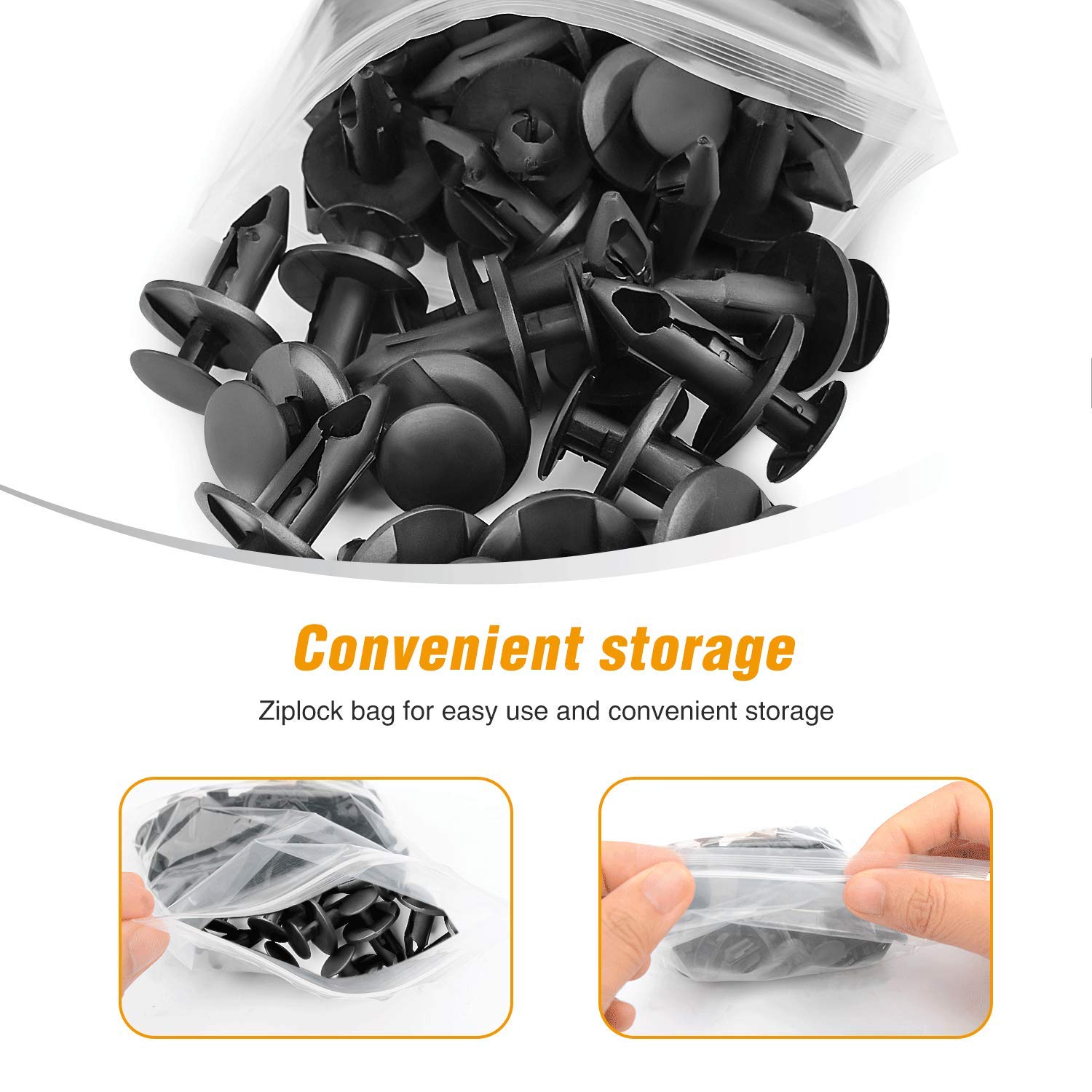 GOOACC 40PCS Nylon Bumper Fastener Rivet Clips 8mm for GM 21030249 Ford N807389S & Chrysler 6503598 Automotive Assembly Expansion Screws Kit