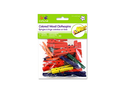 Krafty Kids CW607 24/pkg 1.88" Clothespins Colored Craftwood