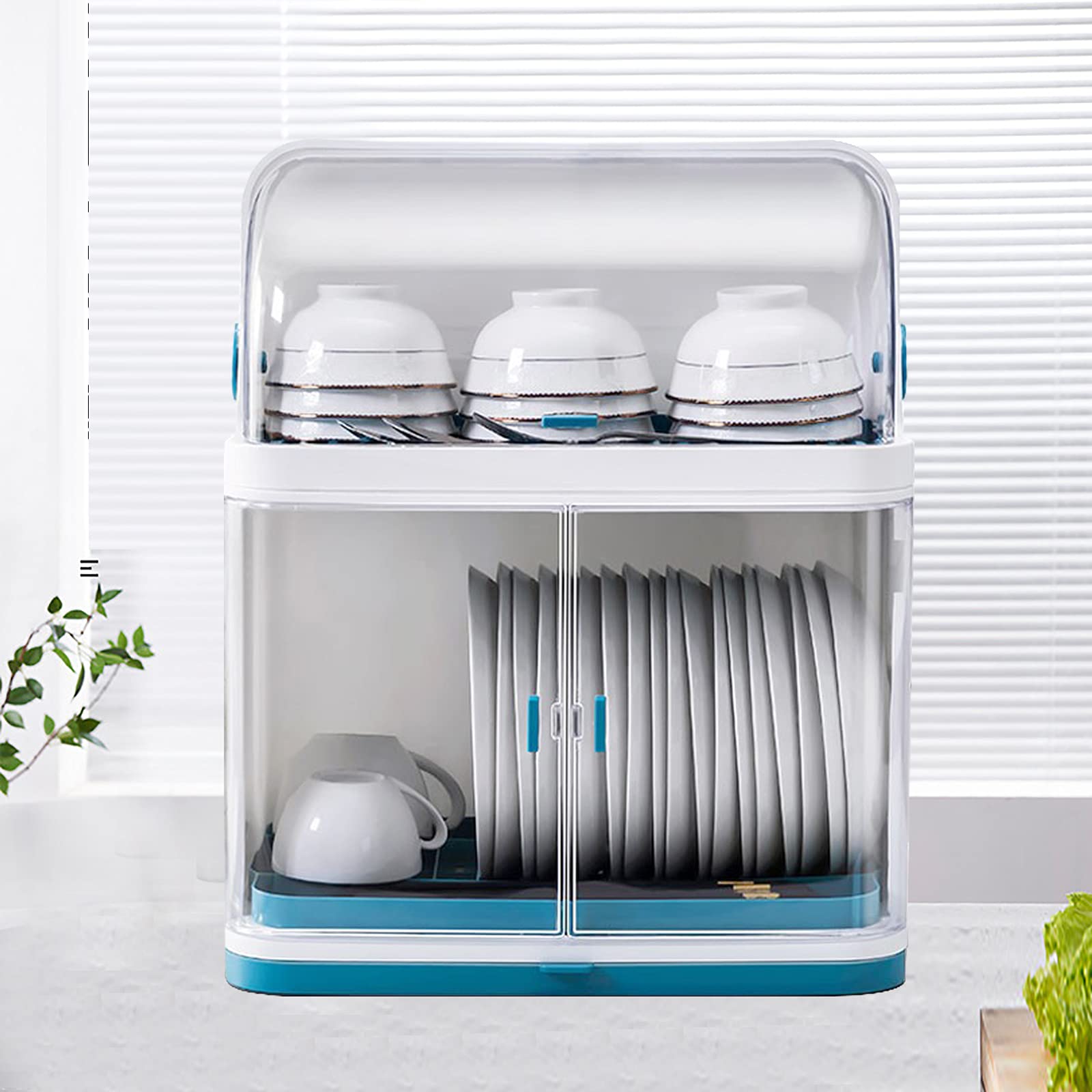 BhshuidlS Dish Drying Rack 2 Tier Dish Drying Rack for Kitchen Counter, Kitchen Dish Dryer Rack with Cover for Dishes Plates Storage