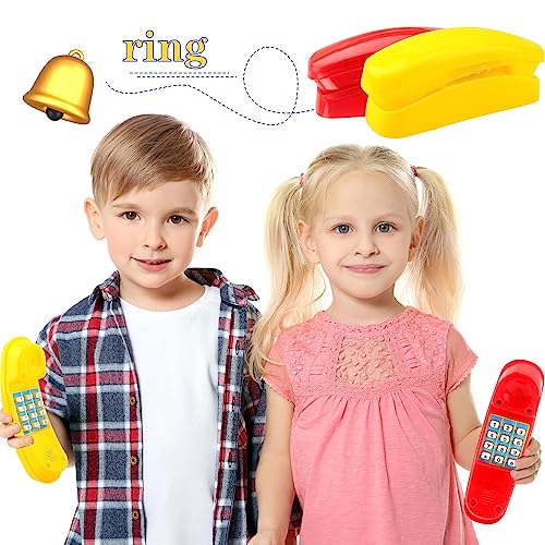 Haconba 2 Pack Swingset Phone Toys Playground Swing Set Telephone Plastic Pretend Play Telephone with Numeric Key for Kids Outdoor Playground Treehouse Accessories (Yellow, Red)