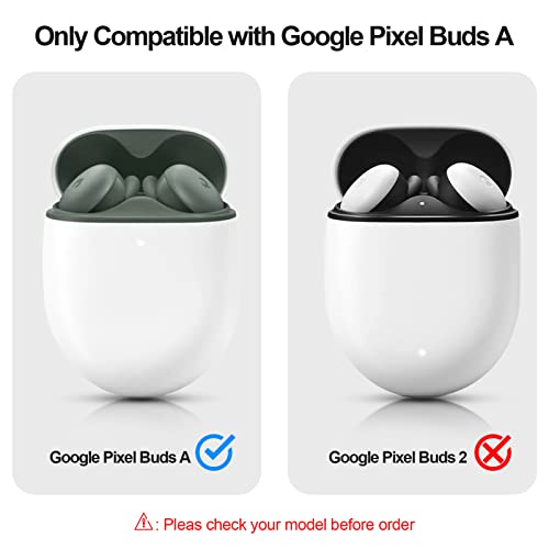 JAKPAK Compatible with Google Pixel Buds A Case Cover [Front LED Visible] Shockproof Protective Case with Keychain Secure Lock Design Hard PC Case Cover for Pixel Buds A 2021 Black