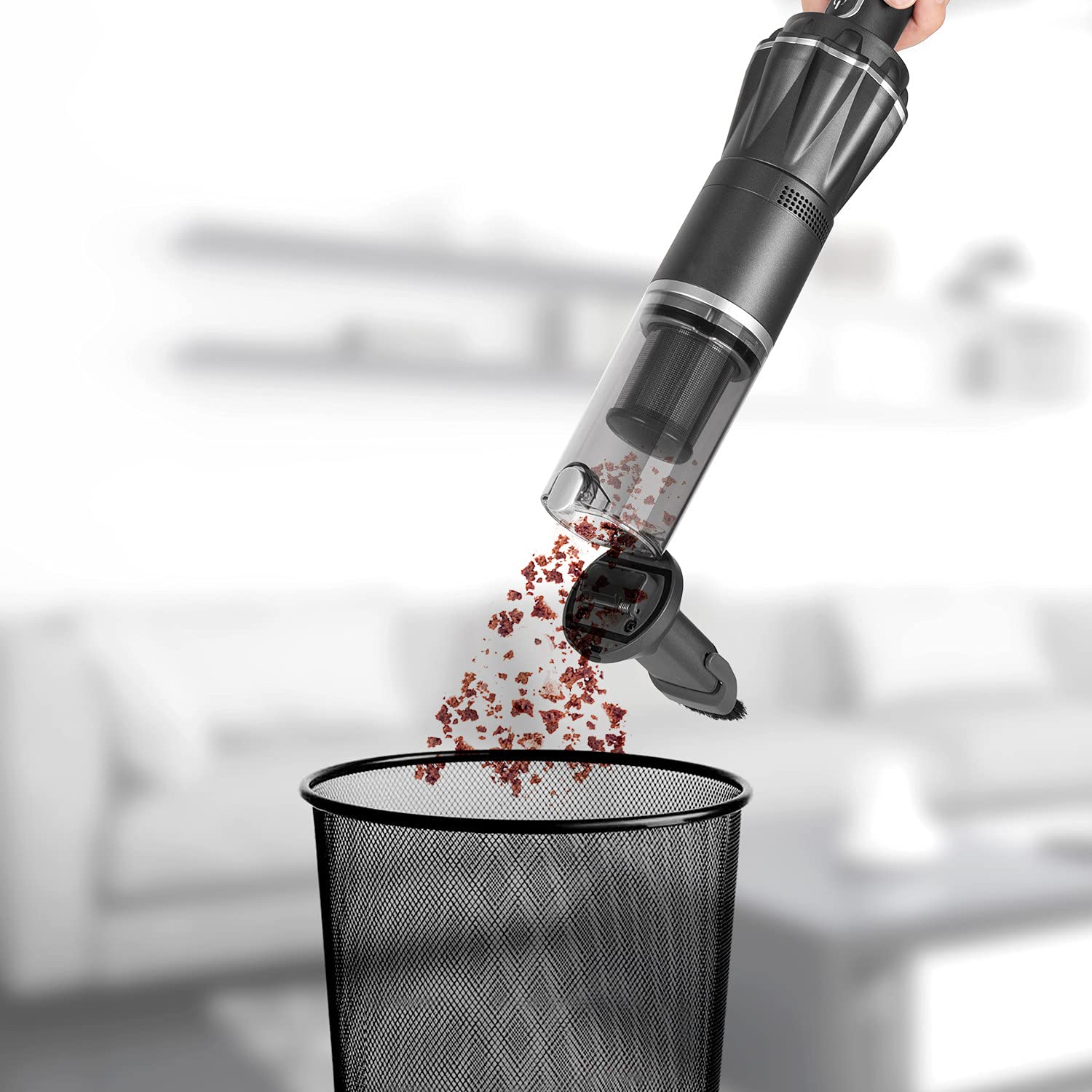 MMOOSOO Handheld Vacuum Cordless 12KPa, Lightweight Hand Vacuum Cleaner with Upgraded Brushless Motor and Single Touch Empty, Car Vacuum Cordless with Car Charger/Charging Dock