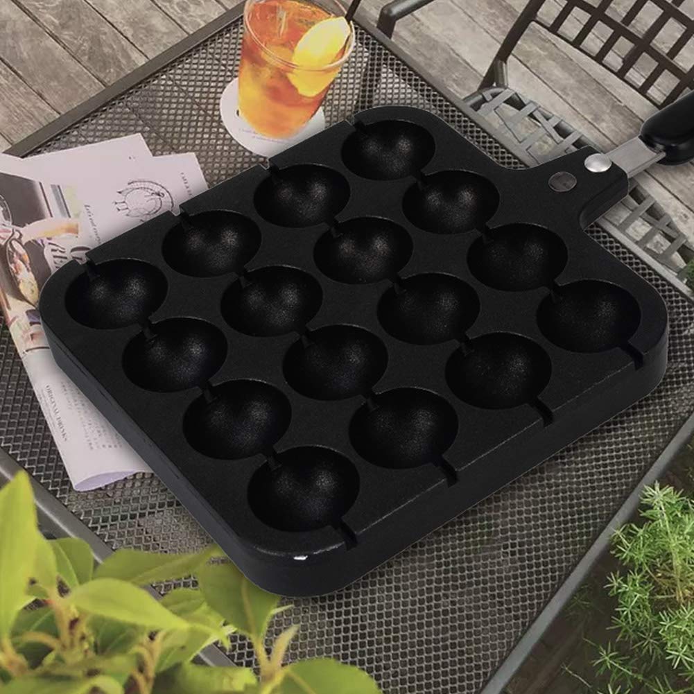 Takoyaki Grill Pan Plate, 16 Holes Stuffed-Pancake Pan Takoyaki Maker, Takoyaki Baking Mold Tray with 4 Baking Pins | Non Stick, Cooking Baking Mold Tool for Octopus Ball(black)