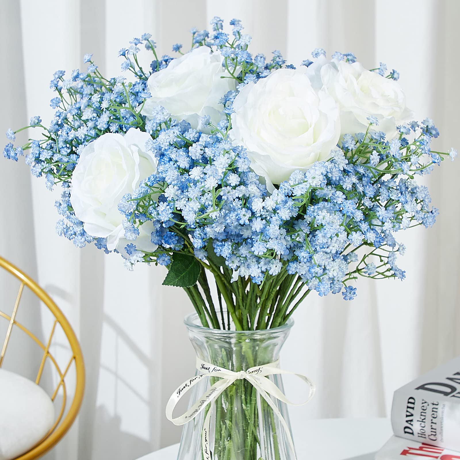 LYLYFAN Babys Breath Artificial Flowers,12 Pcs Gypsophila Real Touch Flowers for Wedding Party Home Garden Decoration