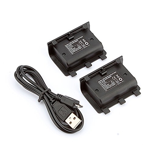 Battery Charger with USB Port, 4X 2400mAh Rechargeable Battery Pack Kit Charging Cable for Xbox One Controller